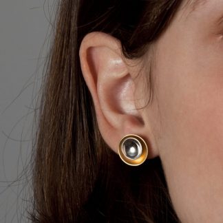 Revolve Silver and Gilt Circle Stud Earrings - alicegowdesigns.com